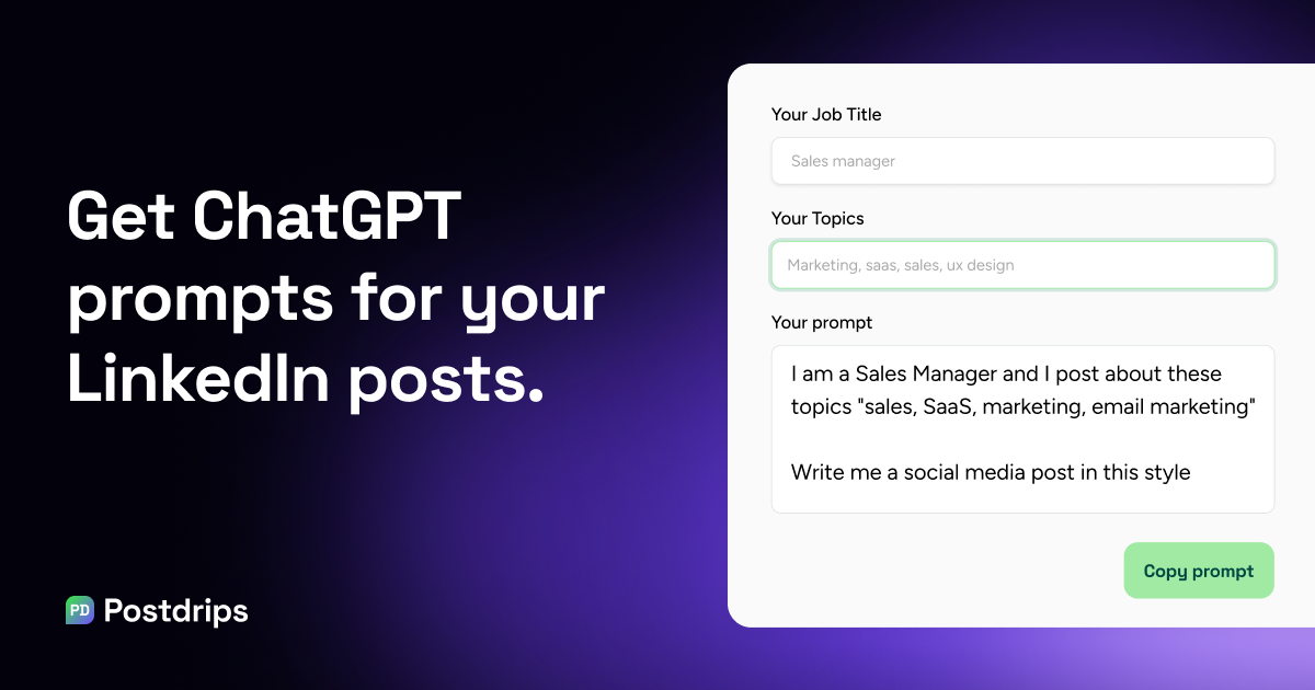 Get Personalized ChatGPT Prompts | Postdrips